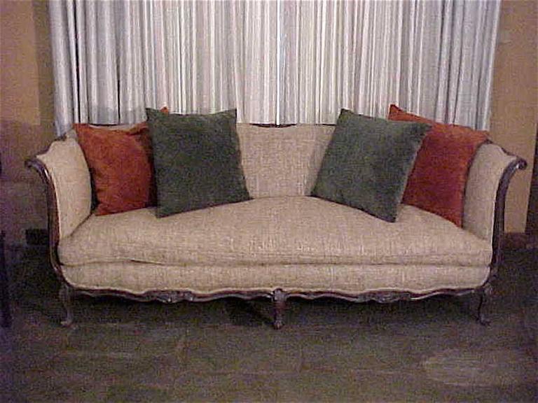 Walnut Sofa Tussah Silk Upholstery with Provenance For Sale at 1stDibs