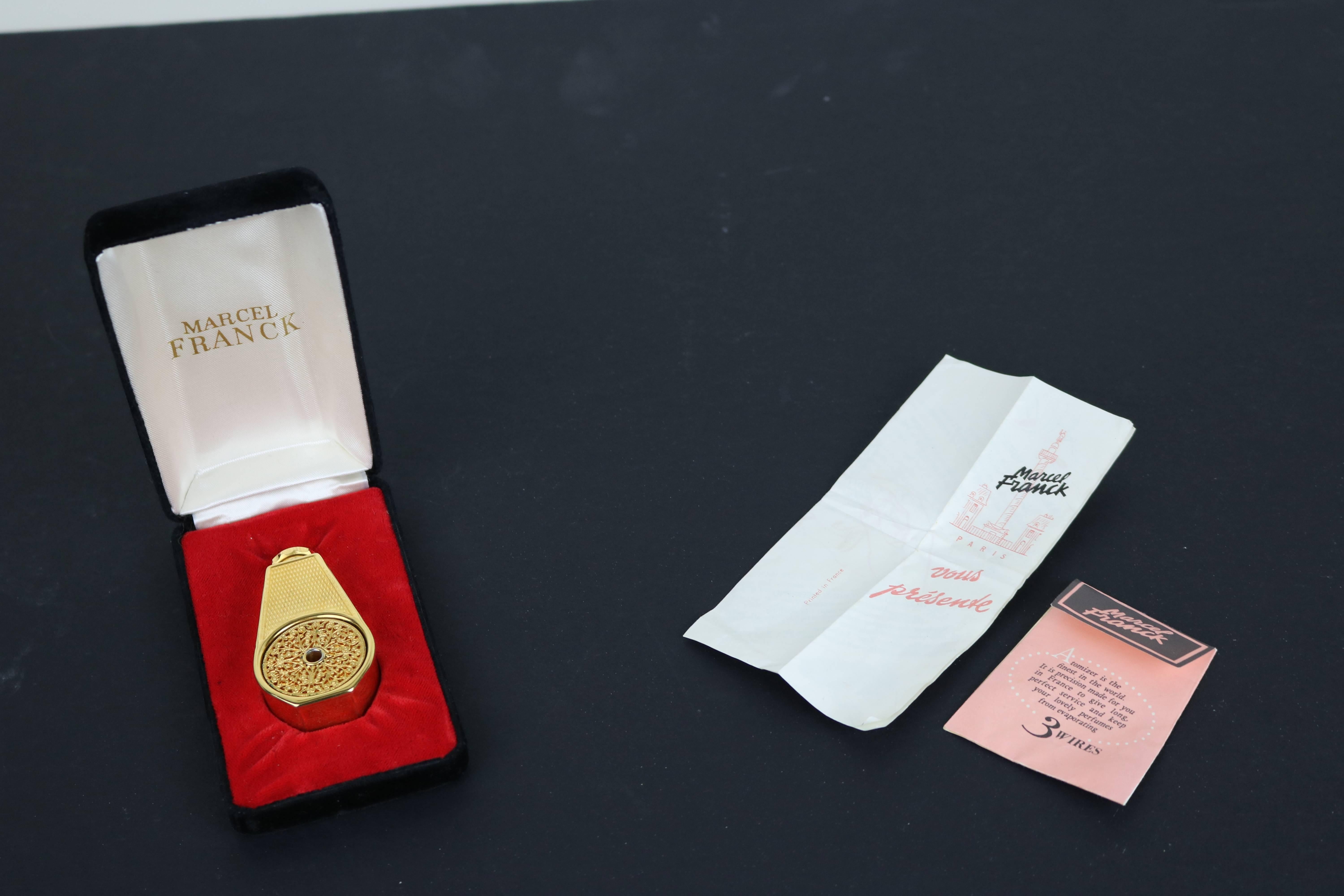 'Le-Weekend' Gold Plate 1950s Marcel Franck Perfume Atomizer in Velvet ...