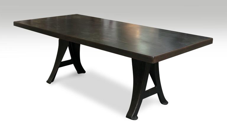 Steel Table with Original Cast Iron Machine Legs For Sale at 1stDibs