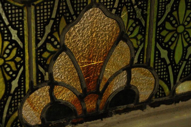 1860s Large Arched Gothic Colored Stained Glass Window from a Wisconsin ...