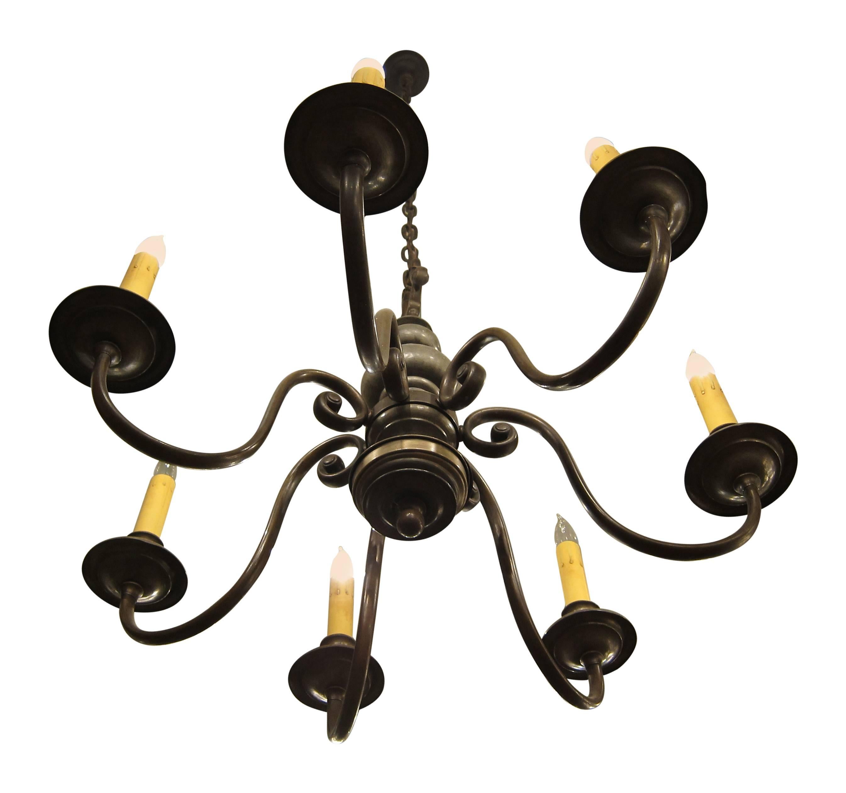 1930s Colonial Williamsburg Bronze Seven-Light Chandelier For Sale at ...
