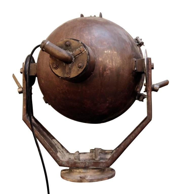 1930s Adjustable Large Brass Ship Spotlight with Wire Cage For Sale at ...
