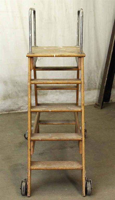 1950s Putnam Rolling Ladder with Two-Sided Steps and Wheels For Sale at ...