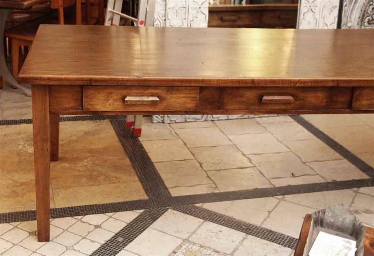 1920s Walnut Wood Library Table with 12 Drawers For Sale at 1stDibs