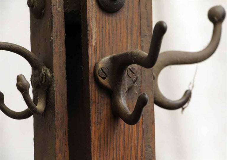 Early 1900s Craftsman Style Wooden Coat Tree with Eight Hooks For Sale ...