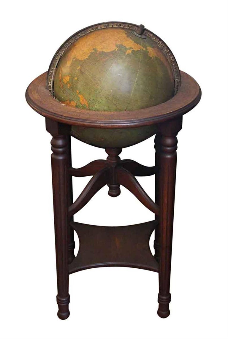 1930s George F. Cram Lighted Standing Glass Library Globe with Mahogany ...