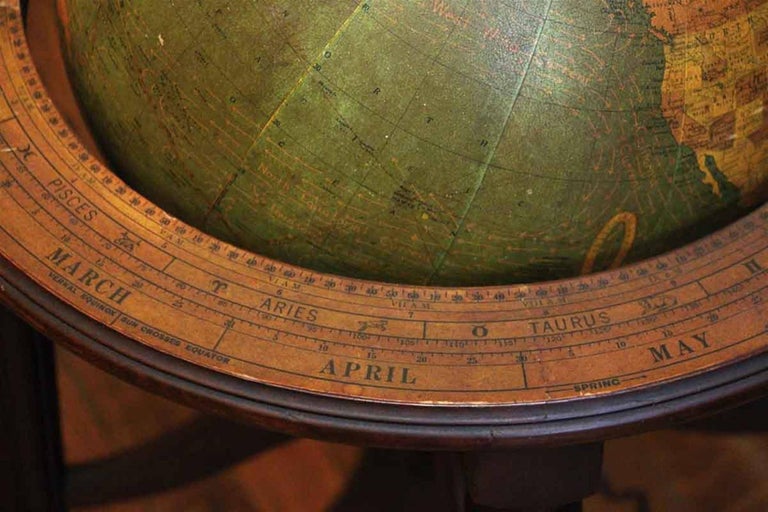 1930s George F. Cram Lighted Standing Glass Library Globe with Mahogany ...