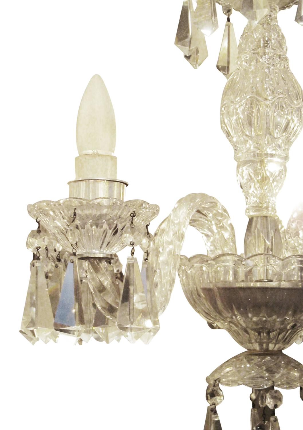 1940s Five-Arm German Lead Crystal Chandelier at 1stdibs