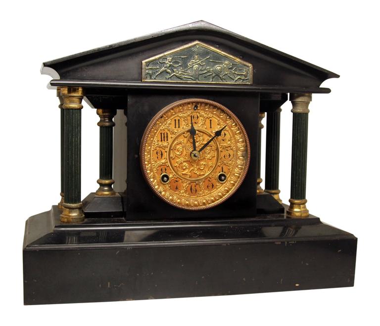 1882 Ansonia Marble Mantel Clock with Brass and Greek Egg and Dart ...