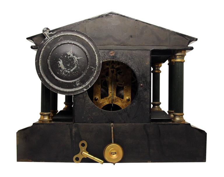 1882 Ansonia Marble Mantel Clock with Brass and Greek Egg and Dart ...