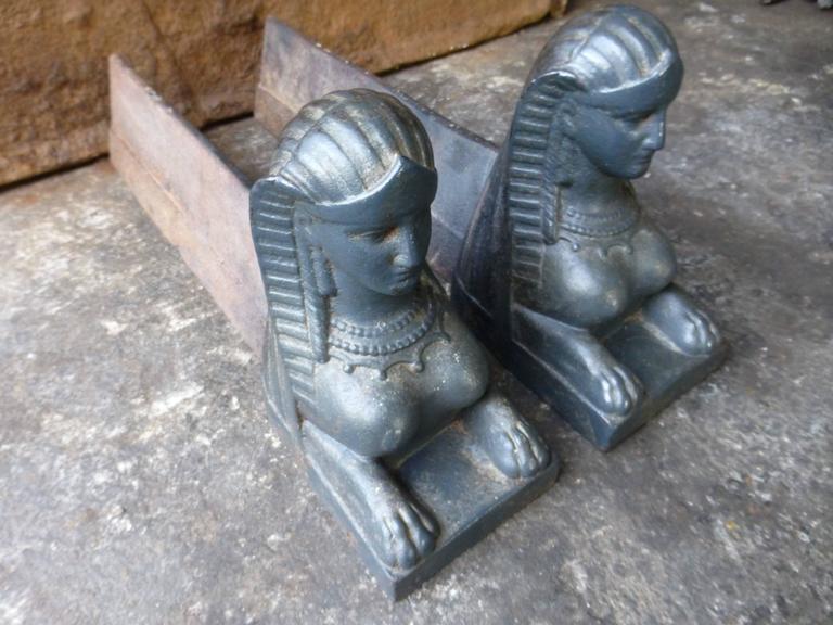 19th Century Sphinx Firedogs, Andirons at 1stDibs