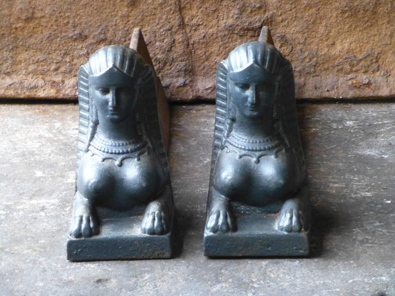 19th Century Sphinx Firedogs, Andirons at 1stDibs