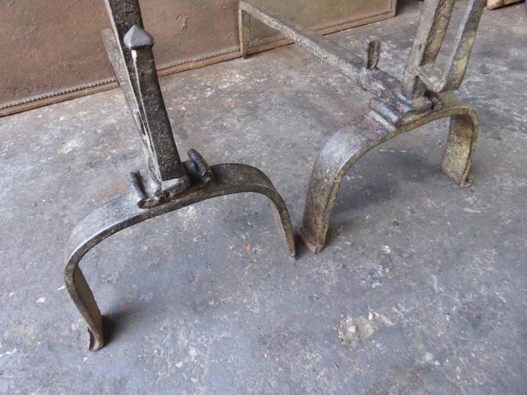 17th-18th Century French Gothic Firedogs, Andirons For Sale at 1stDibs