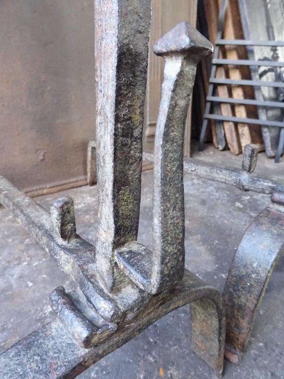 17th-18th Century French Gothic Firedogs, Andirons For Sale at 1stDibs
