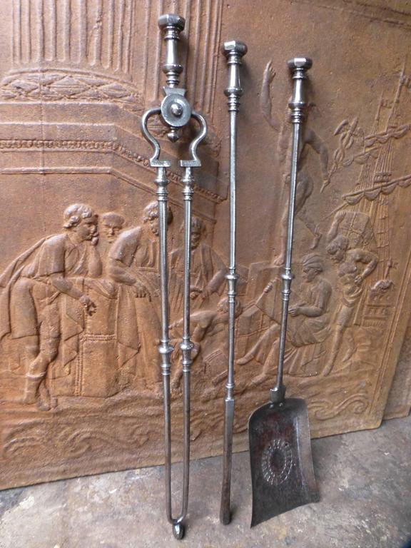 Impressive Polished Steel Fireplace Tool Set, Fire Tools For Sale at ...