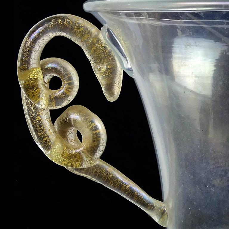 Paolo Venini Murano Iridescent Gold Flecks Italian Art Glass Snakes ...