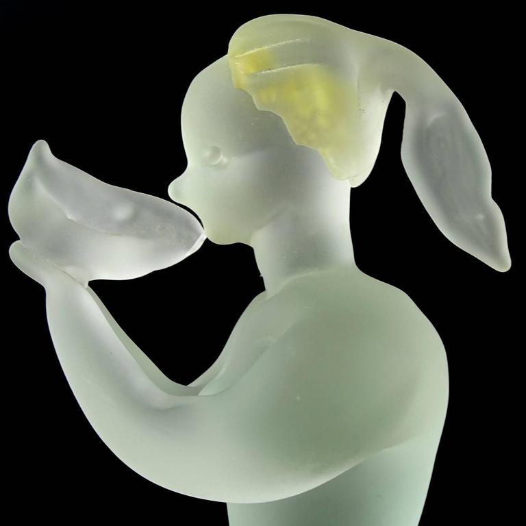 Murano Green Sommerso Satin Surface Italian Art Glass Mermaid Sculpture ...