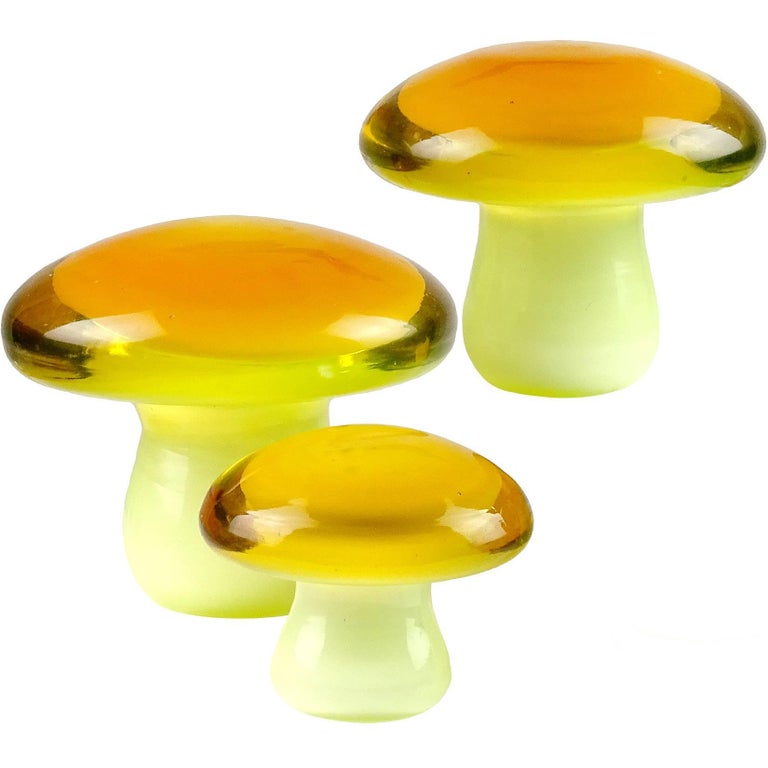 Murano Orange Yellow Italian Art Glass Mushroom Toadstool Paperweight ...