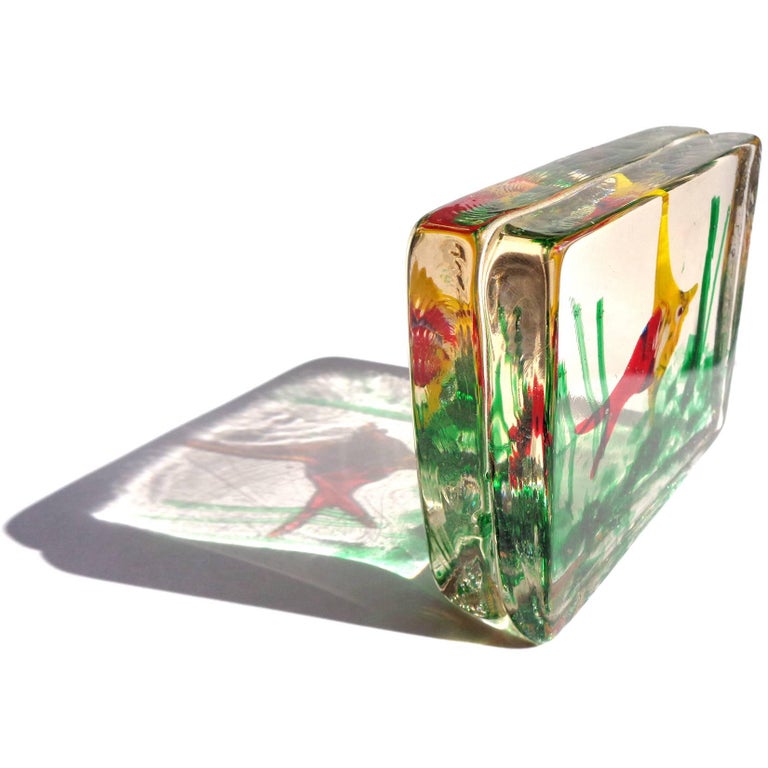 Murano Bright Red Yellow Fish Italian Art Glass Aquarium Paperweight ...