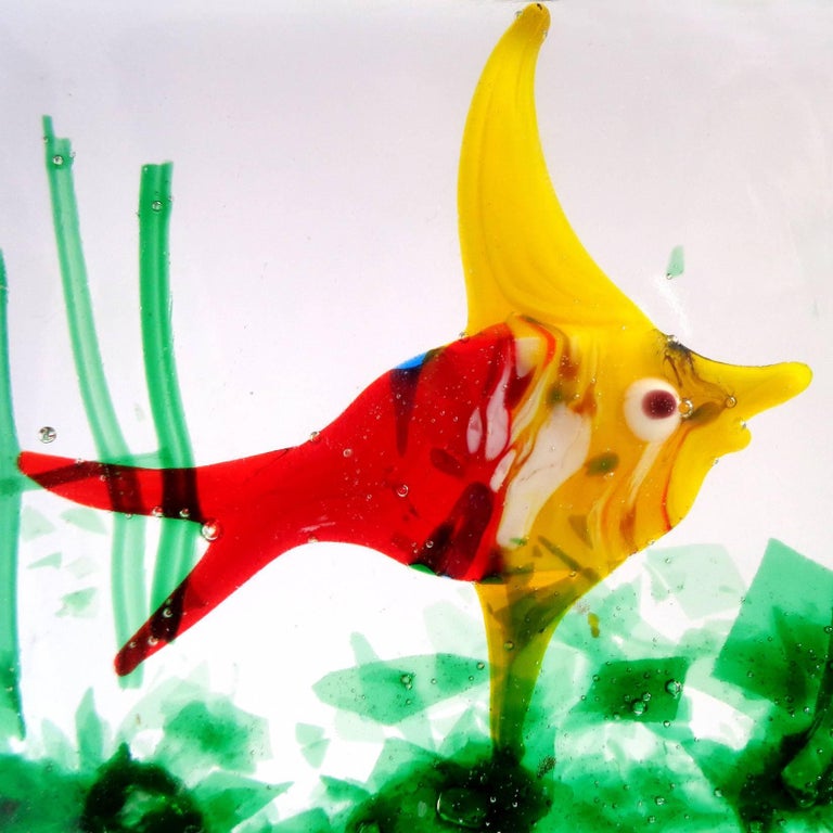 Murano Bright Red Yellow Fish Italian Art Glass Aquarium Paperweight ...