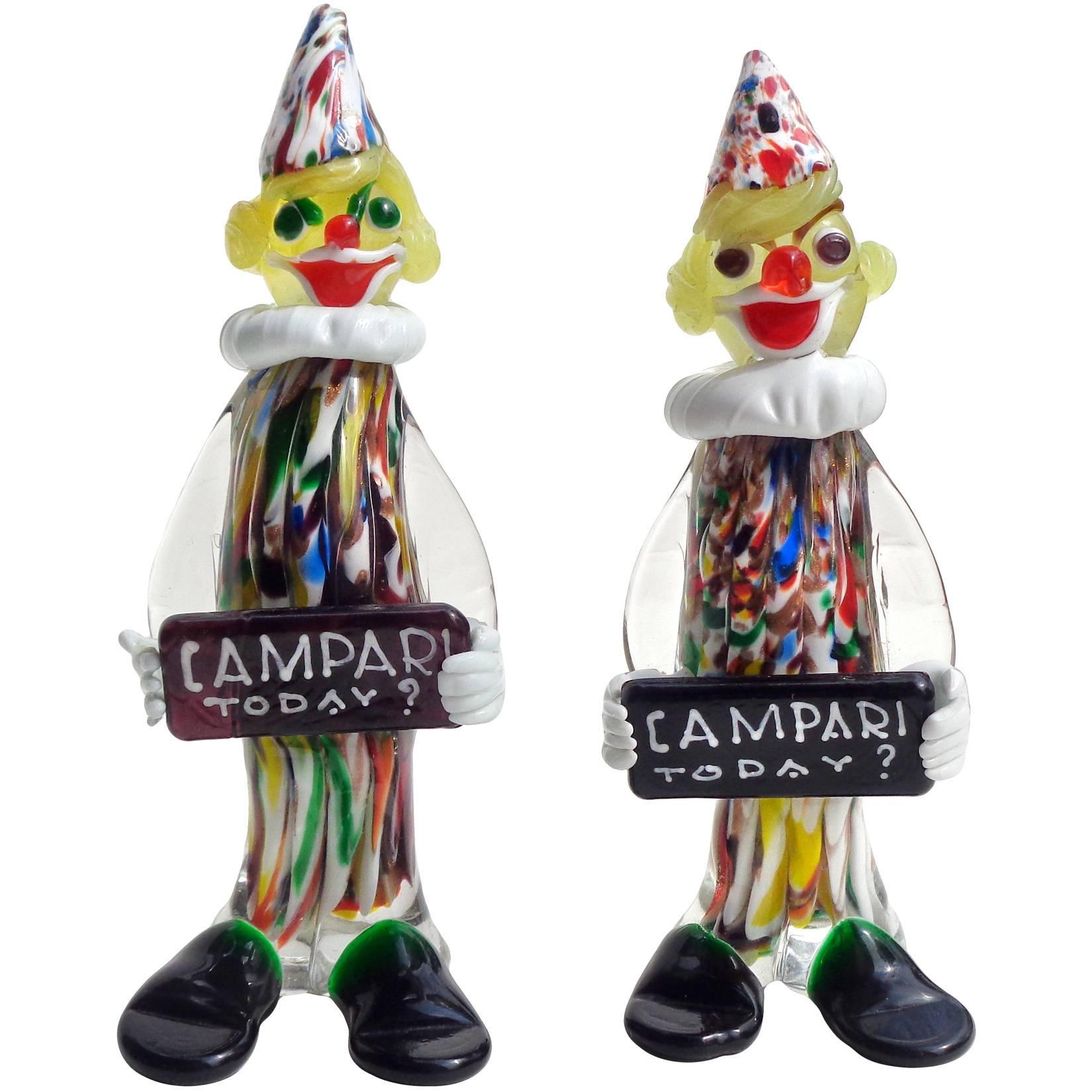 Murano Multi-Color Spots Aventurine Italian Art Glass Clown Figures ...