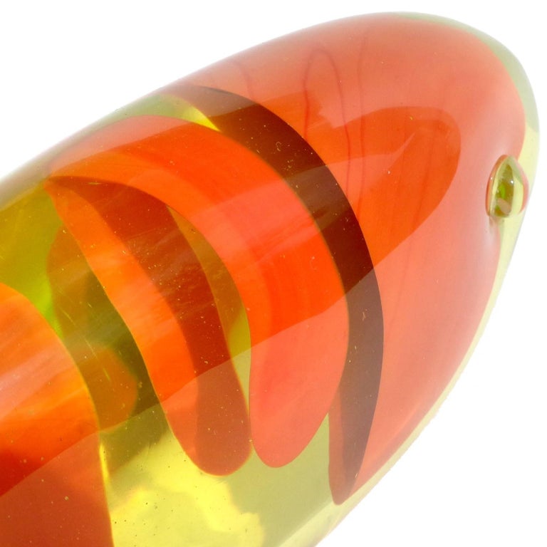 Murano Orange Yellow Italian Art Glass Uranium Art Glass Koi Fish ...