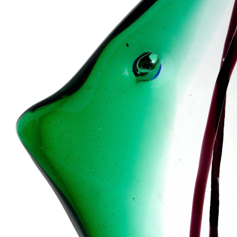 Archimede Seguso Murano Signed Blue Green Italian Art Glass Angel Fish ...