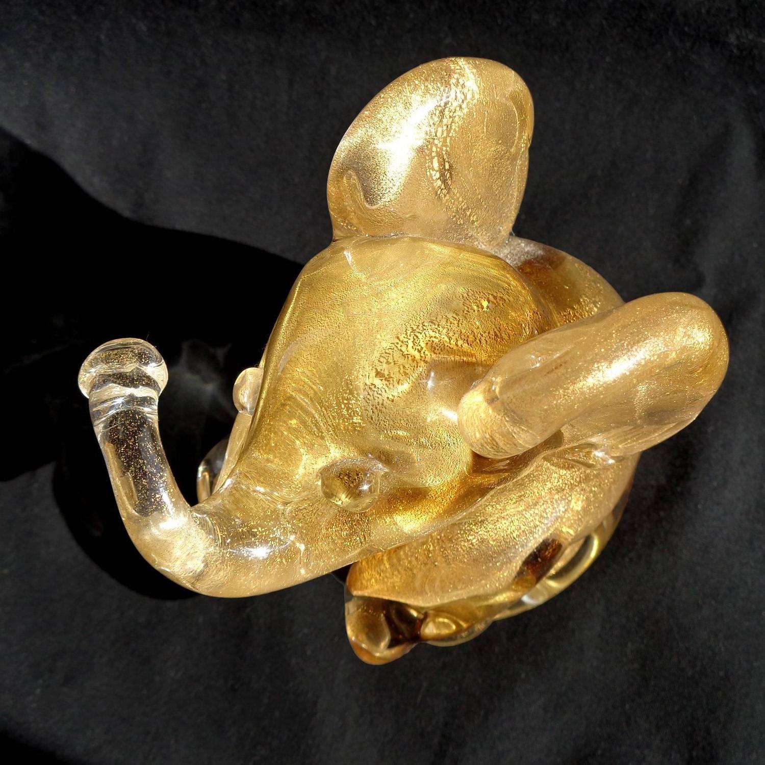 Archimede Seguso Murano Gold Amber Spots Italian Art Glass Elephant ...
