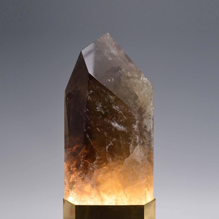 Smoky Brown Crystal Obelisk Light at 1stDibs