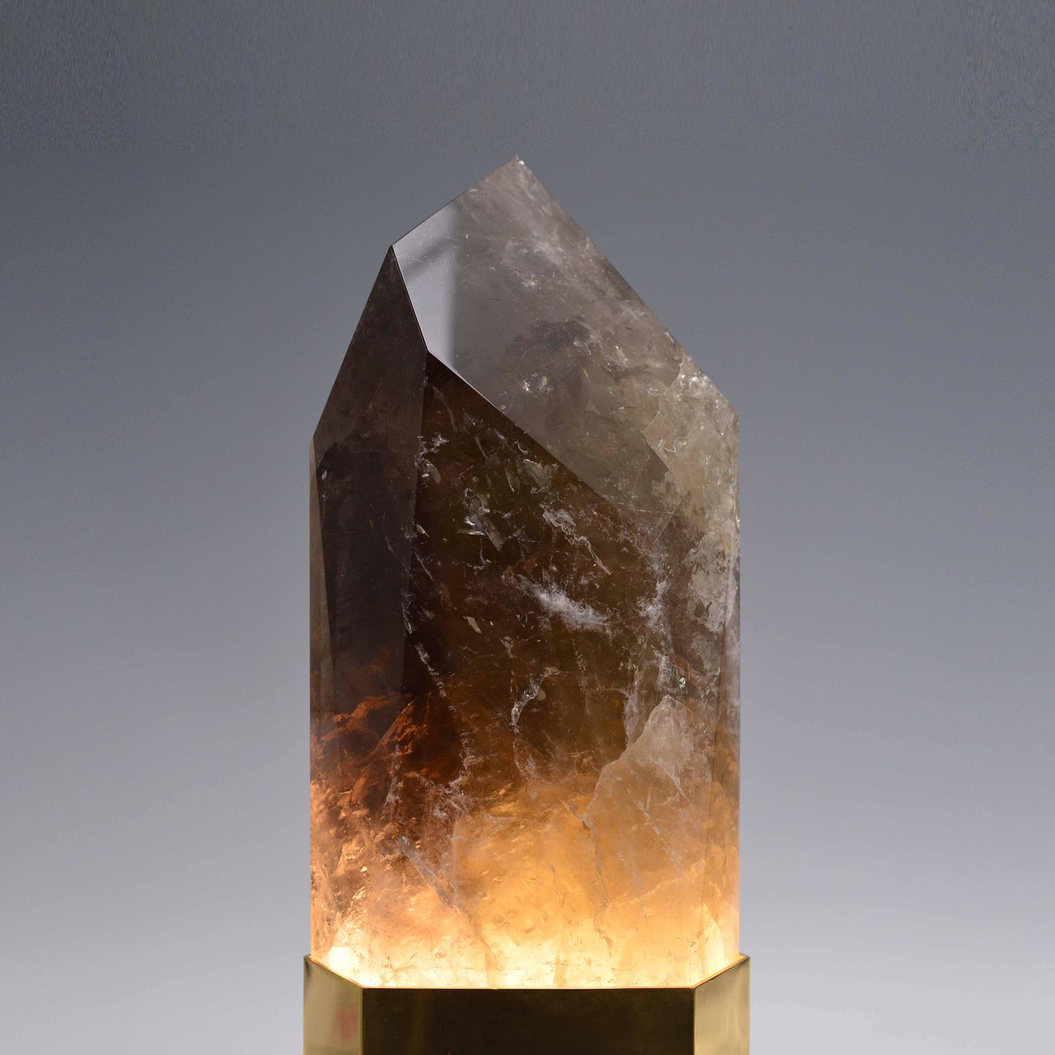 Smoky Brown Crystal Obelisk Light For Sale at 1stdibs