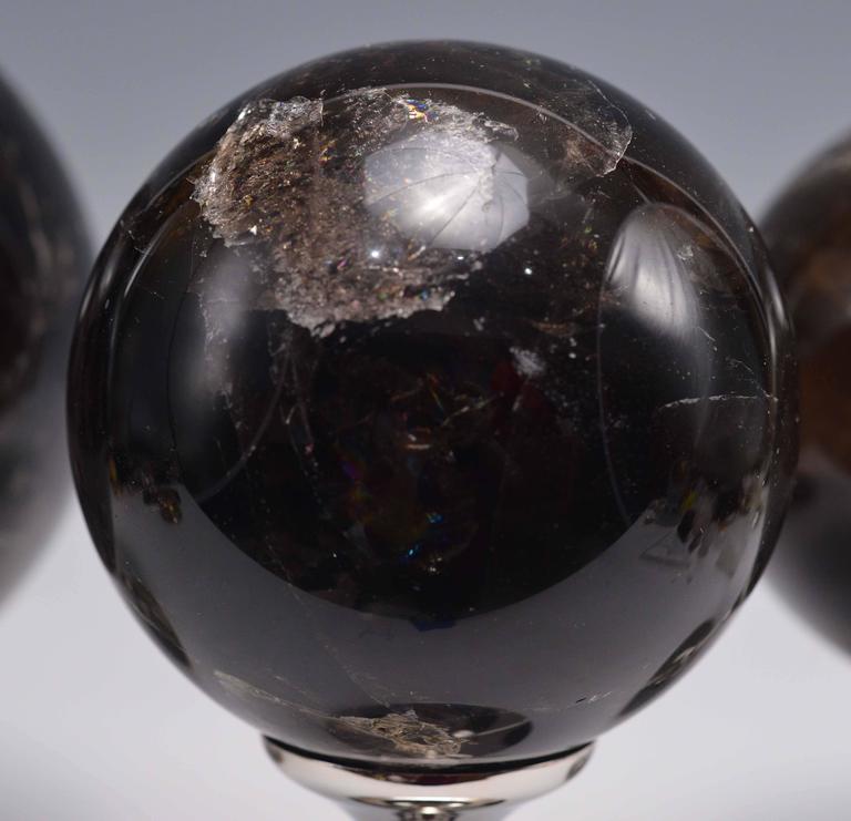 Group of Three Dark Rock Crystal Balls For Sale at 1stdibs