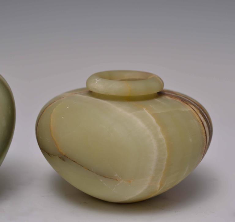 Group of Two Carved Celadon Jade Jars For Sale at 1stDibs