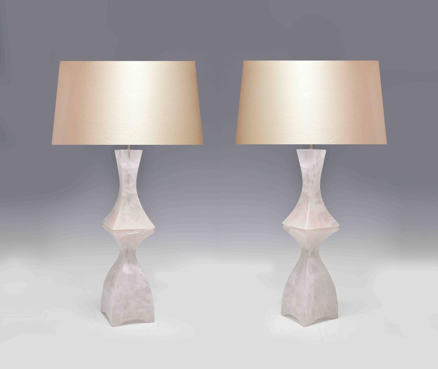 Pair of Modern Rock Crystal Quartz Lamps For Sale at 1stdibs