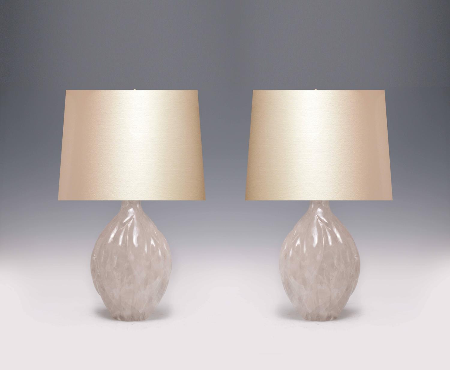 Pair of Spherical Form Rock Crystal Quartz Lamps For Sale at 1stdibs