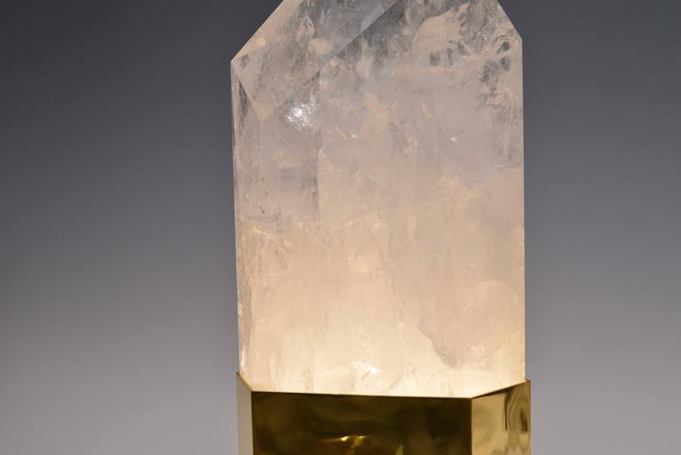 Fine Carved Rock Crystal Quartz Obelisk Light For Sale at 1stDibs