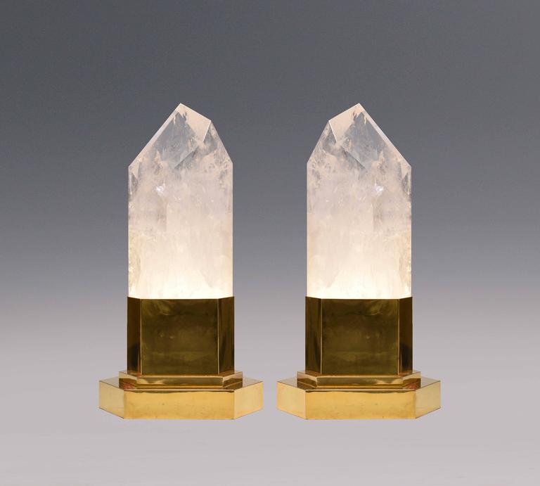 Fine Carved Rock Crystal Quartz Obelisk Light For Sale at 1stDibs
