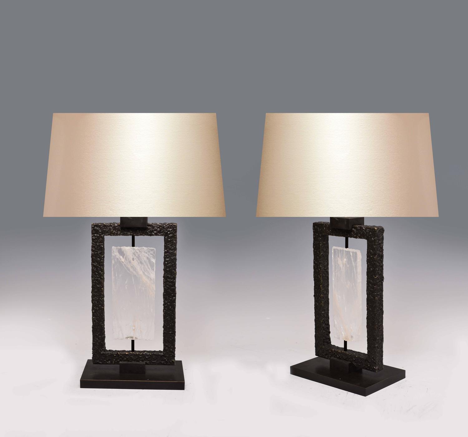 Pair of Modern Rock Crystal Lamps For Sale at 1stdibs