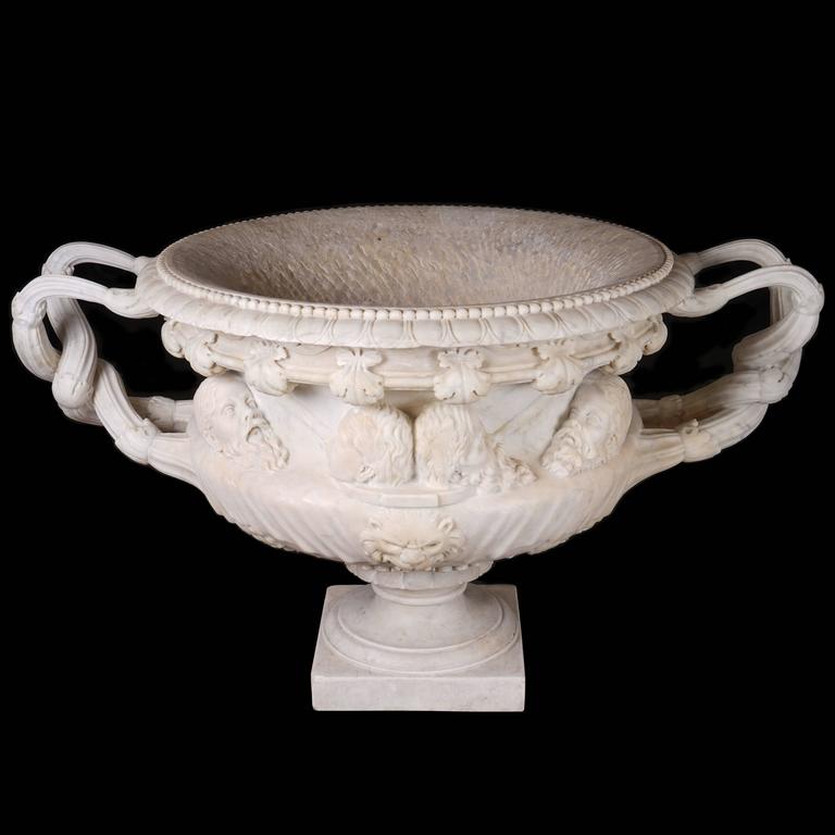 Massive and Exquisitely Carved Marble ‘Warwick Vase,’ Mid-19th Century ...