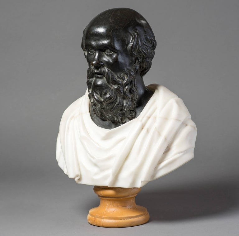 Pair of Bronze and Marble Busts of Socrates and Homer, circa 1900 at ...