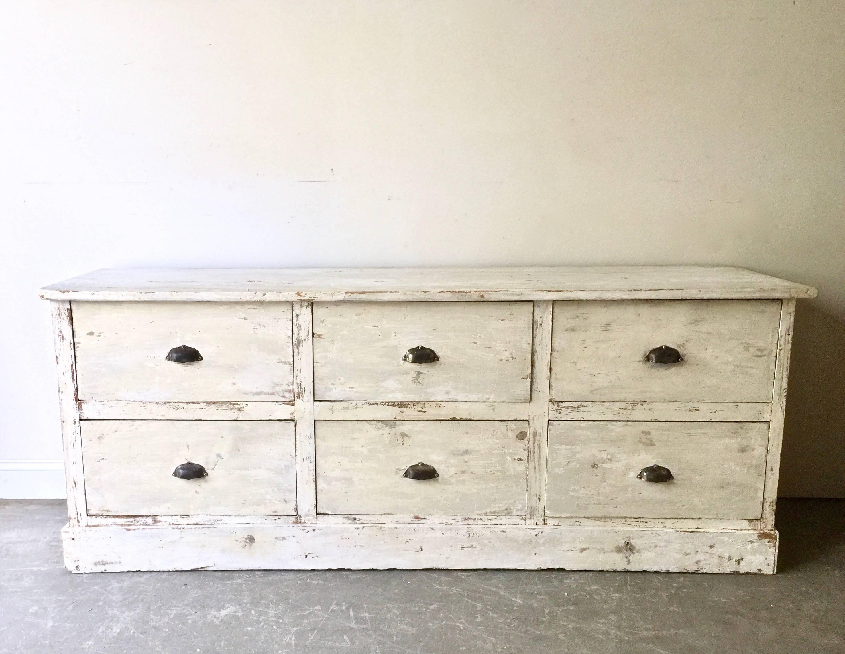 19th Century French Sale Counter with Six Large Drawers at 1stDibs