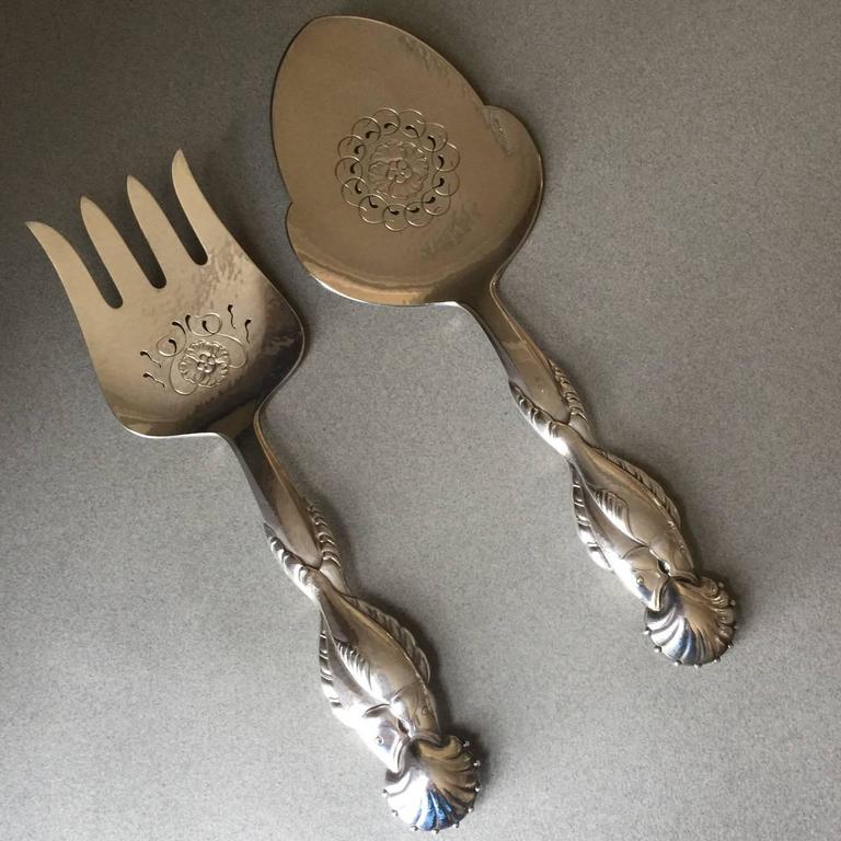 Georg Jensen Sterling Silver Ornamental Extra Large Size Fish Servers ...