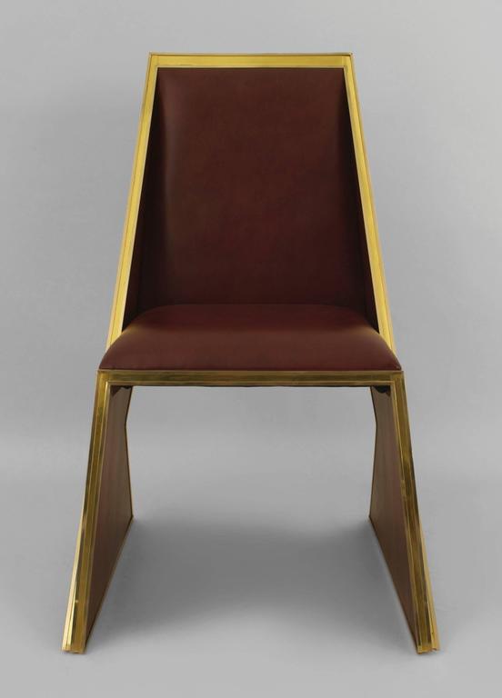 Contemporary American Geometric Upholstered Brass and Giltwood Dining ...