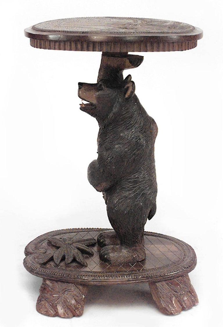 Rustic Black Forest 19th Century Bear Carved Walnut End Table For Sale ...