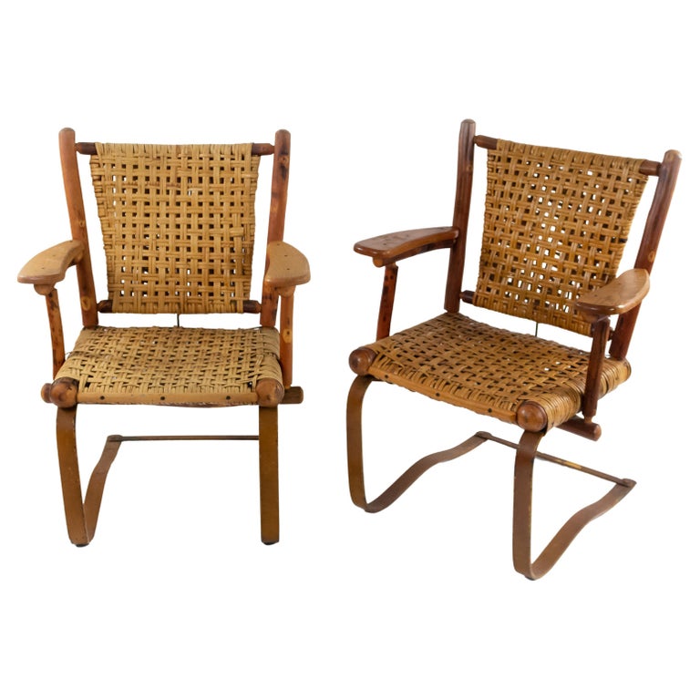 Pair of Rustic Old Hickory Bounce Chairs For Sale at 1stDibs