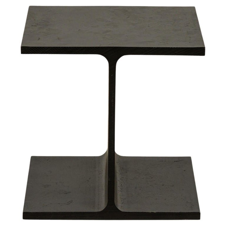One Cast Iron 'I-Beam' End / Side Table (manner of Ward Bennett) at 1stDibs