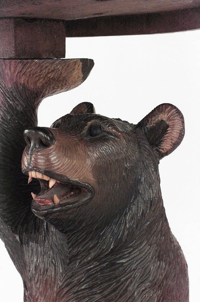 Rustic Black Forest 19th Century Bear Carved Walnut End Table For Sale ...