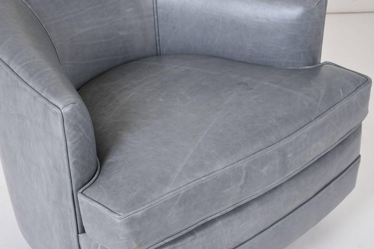 Pair of Mid-Century Modern Style Leather Swivel Lounge Chairs at 1stdibs