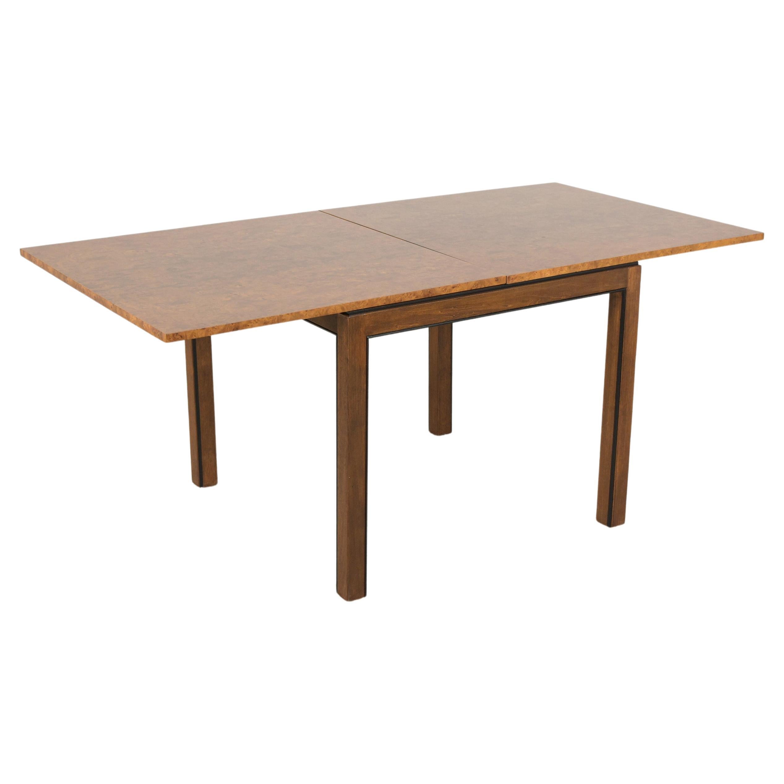 Walnut-Top with Brass Inlay, Mid-Century Modern Expandable Game Table ...