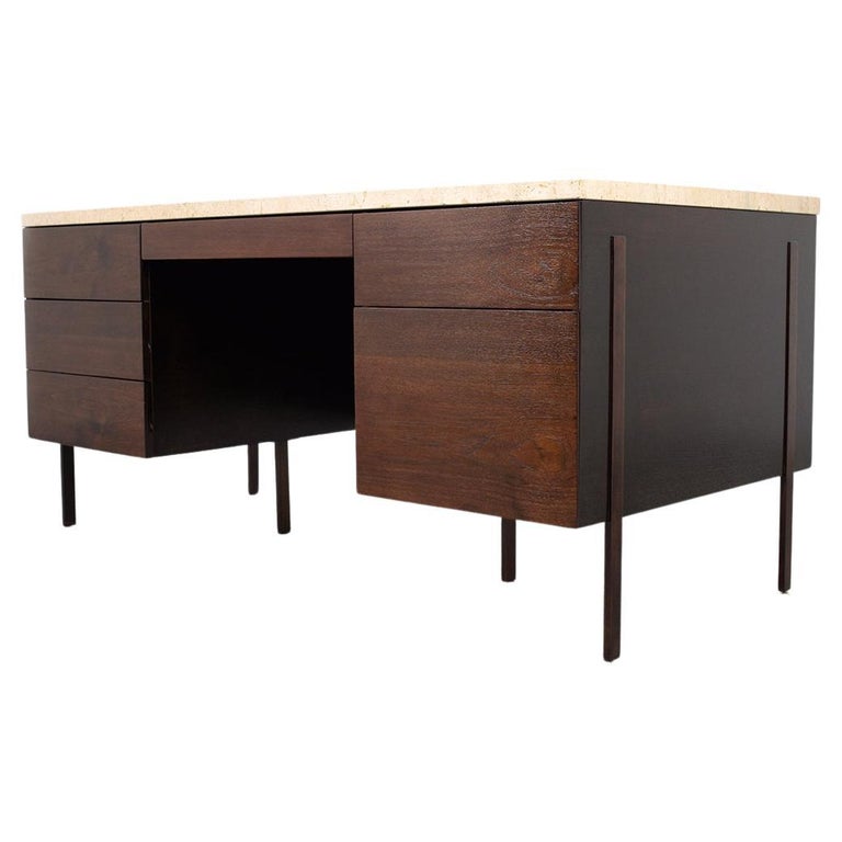 Restored Travertine Top Mid-Century Modern Harvey Probber Executive ...