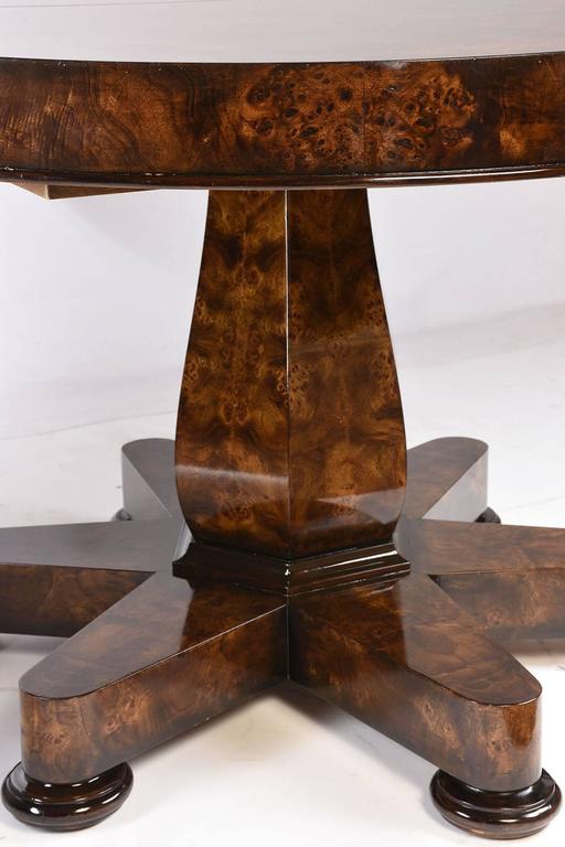 Regency-Style Round Burl Dining Table at 1stdibs